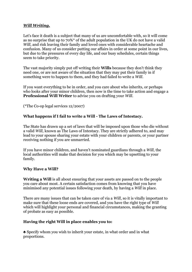 Things to consider when writing your Will. | PDF