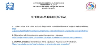 Mapa Conceptual. Proyecto Socioproductivo | PPTX