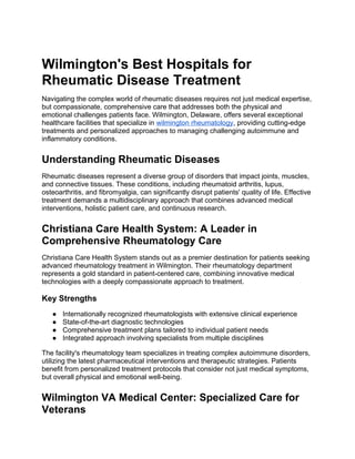 Wilmington’s Best Hospitals for Rheumatic Disease Treatment.docx