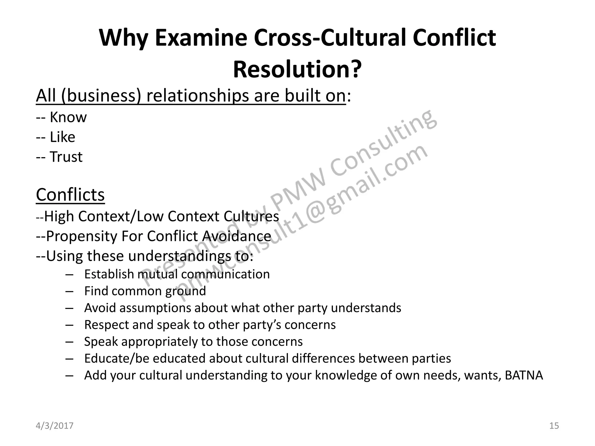 Presentation: Cross-cultural Conflict Resolution | PDF