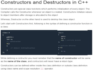 C++ - UNIT_-_II.pptx which used to contain breif description about classes & objects | PPTX ...