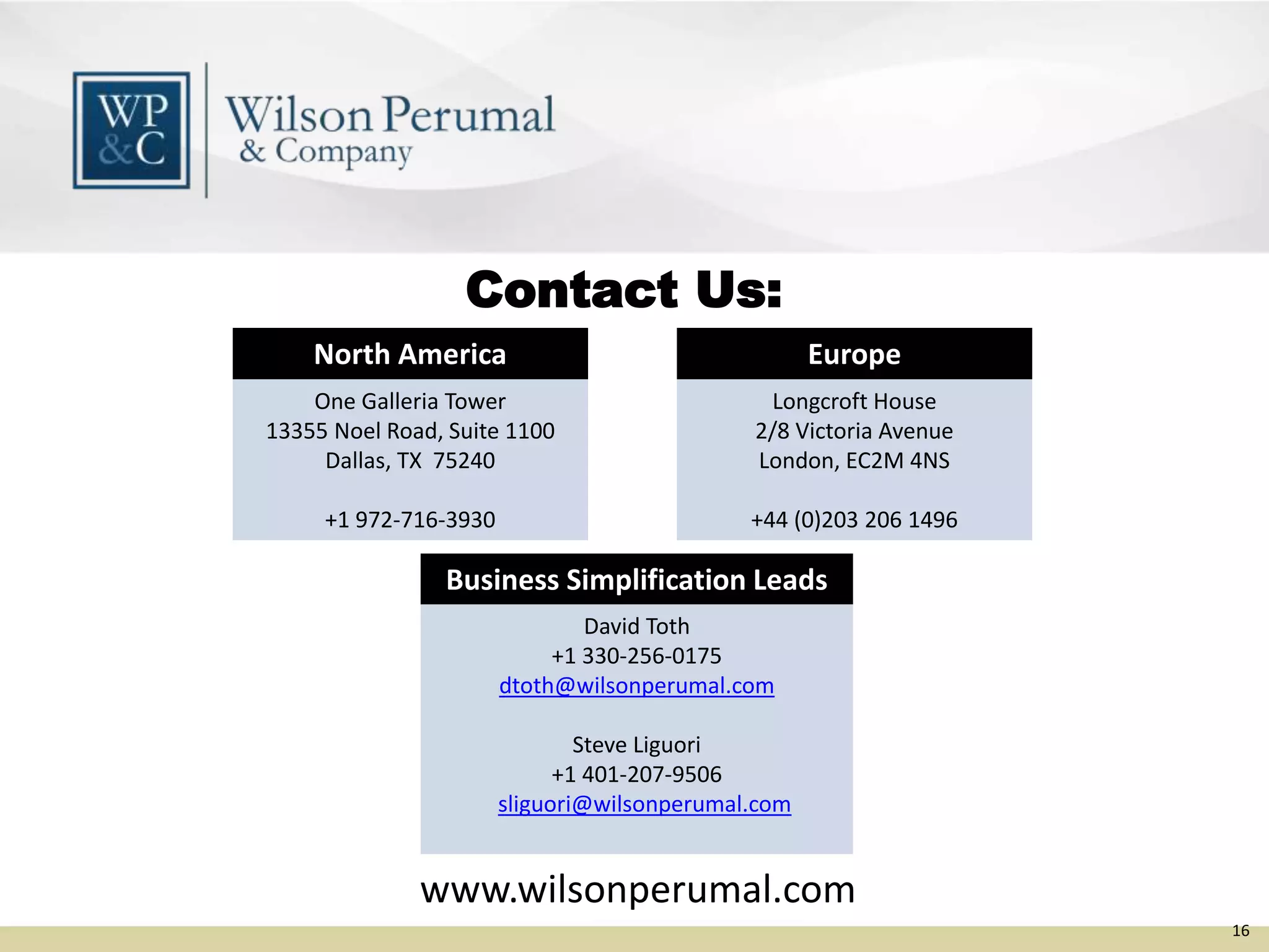 Wilson perumal operating model design | PPTX