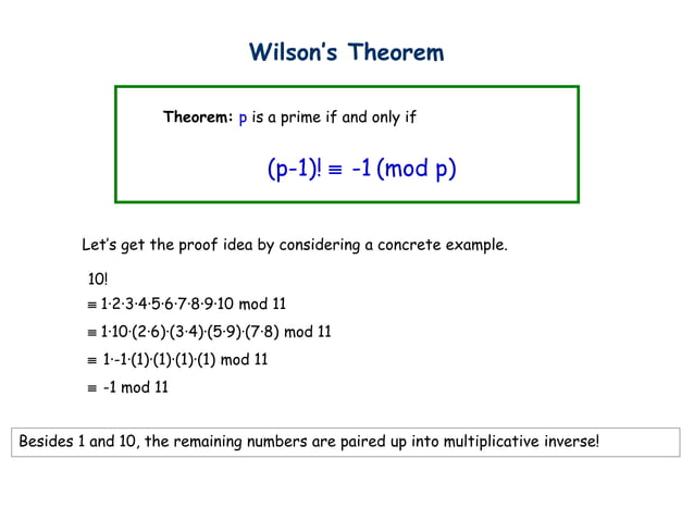 wilson's and fermat little theorem .ppt | Technology & Computing