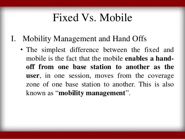 Wi max fixed vs. mobile