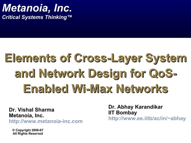 Elements of Cross-Layer System & Network Design for QoS-Enabled Wi-Max Networks | PPT | Internet ...