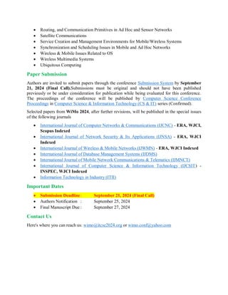 Call For Papers..!! 16th International Conference On Wireless & Mobile ...