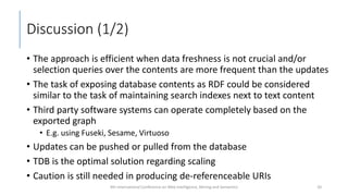 Incremental Export of Relational Database Contents into RDF Graphs | PPT