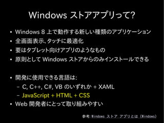 Windows ストアアプリのつくりかた (JS + HTML + CSS) | PDF