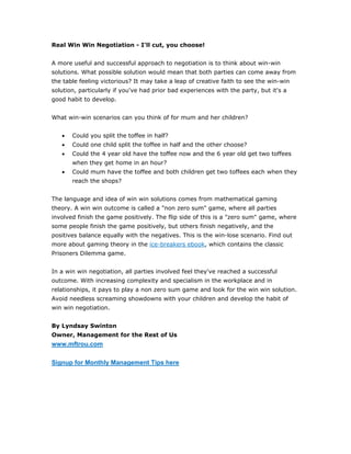 Win win-negotiation | PDF