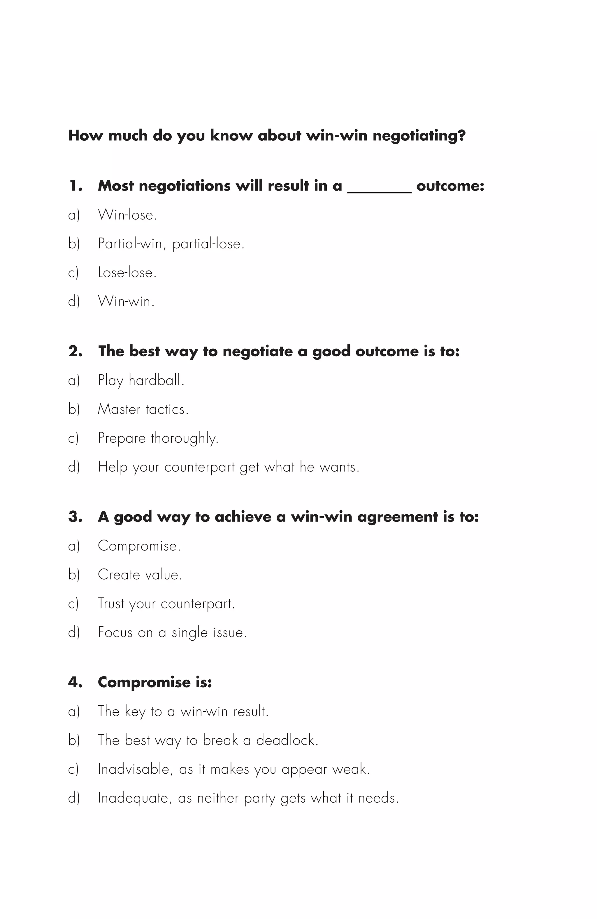 Win win negotiations training texbook | PDF