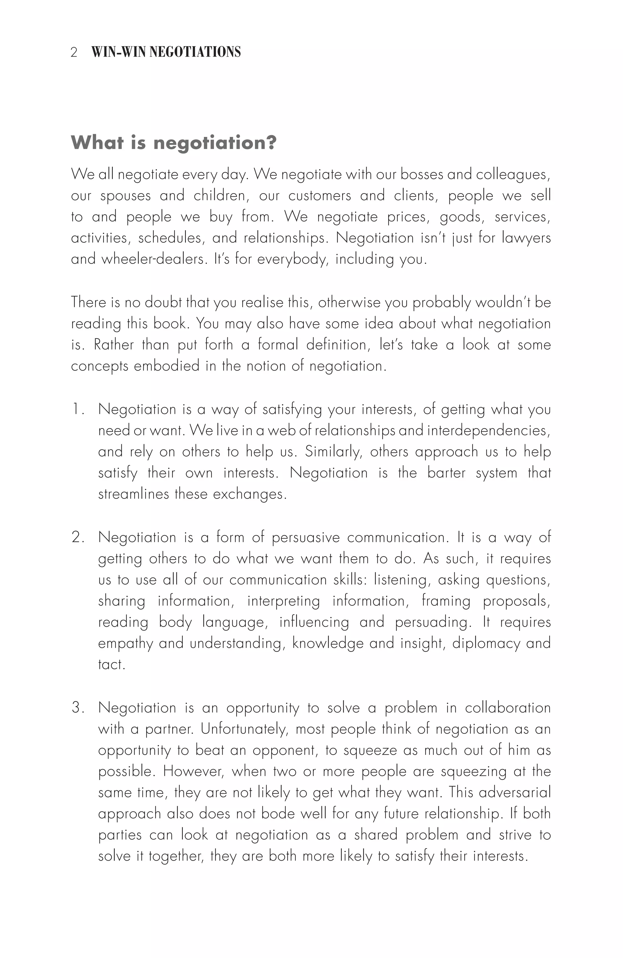 Win win negotiations training texbook | PDF