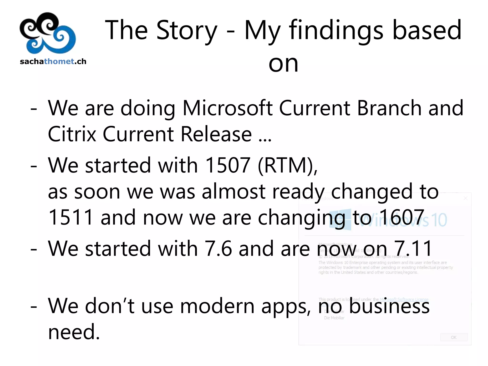 Windows 10 VDI Migration in real life - E2EVC Rome | PPTX