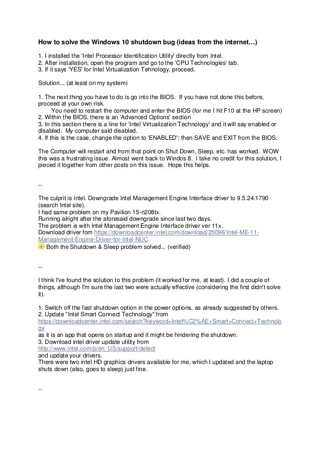 Intel Management Engine 9.5 Windows 10 - kosher-free