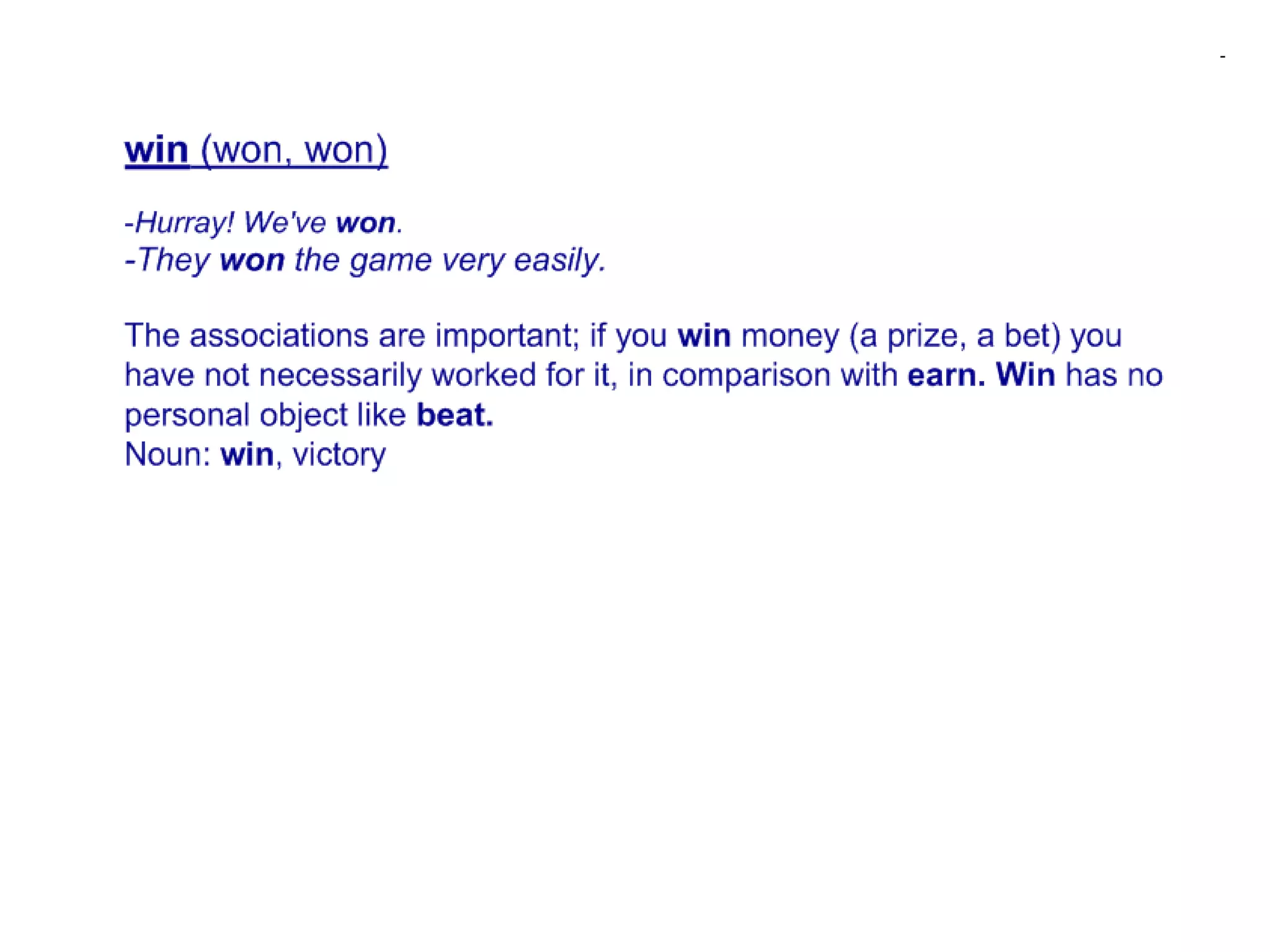 Win, beat, gain, earn | PPT | Free Download