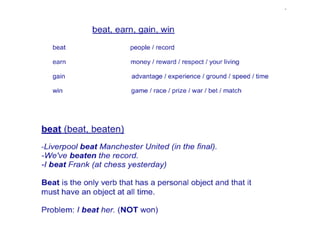 Win, beat, gain, earn | PPT