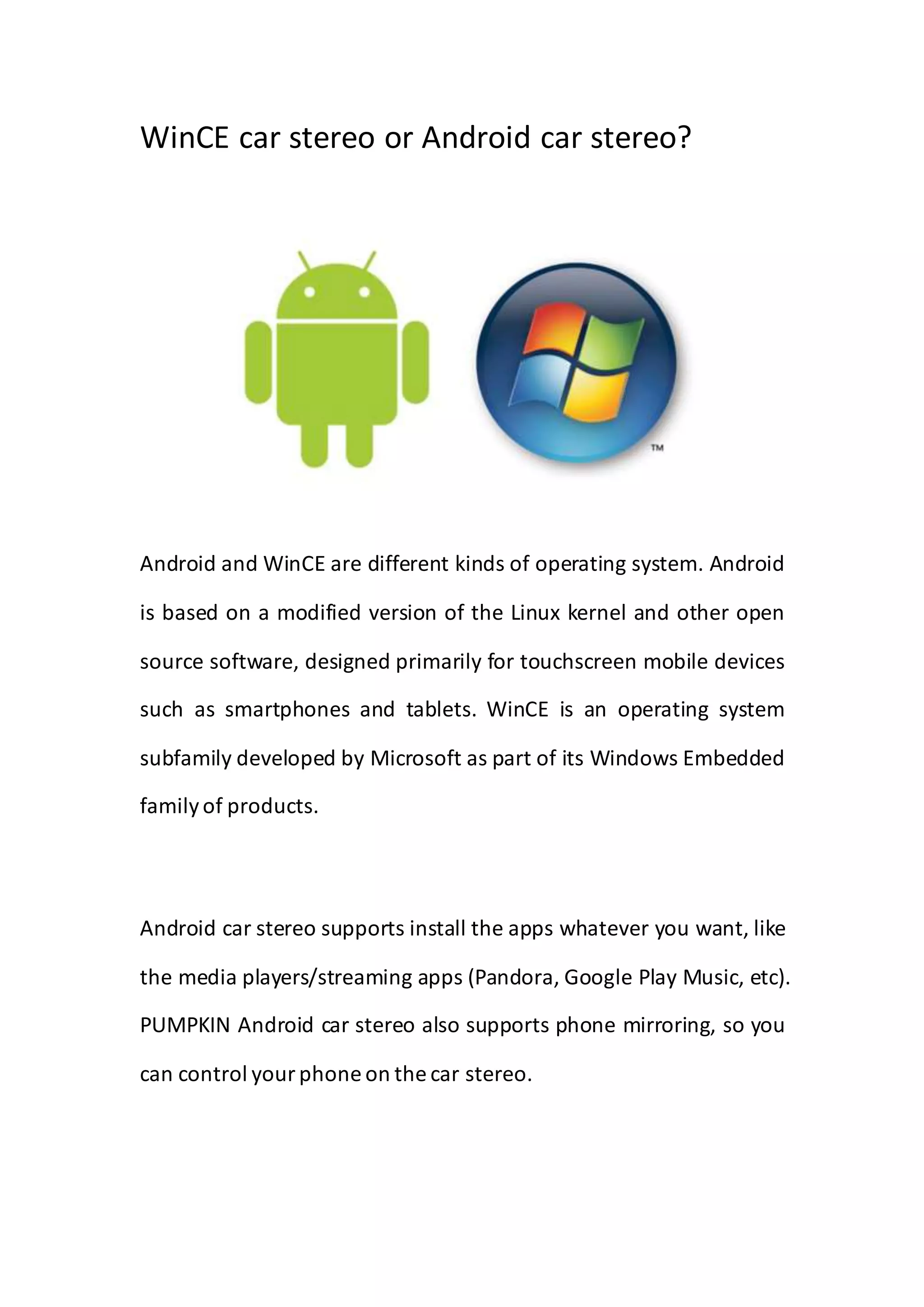 WinCe car stereo or Android car stereo | DOCX