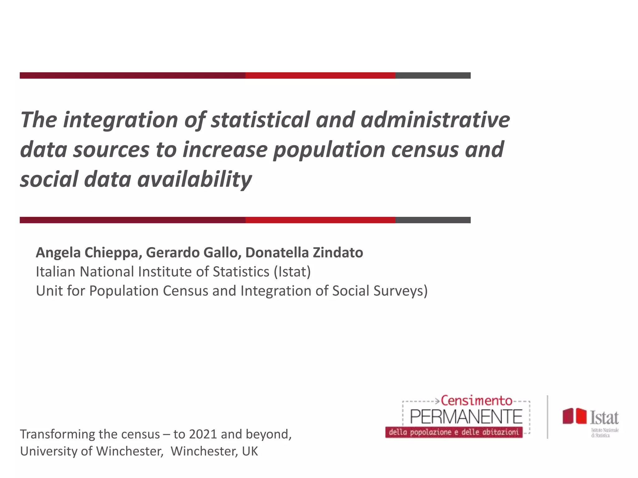 The integration of statistical and administrative data sources to ...