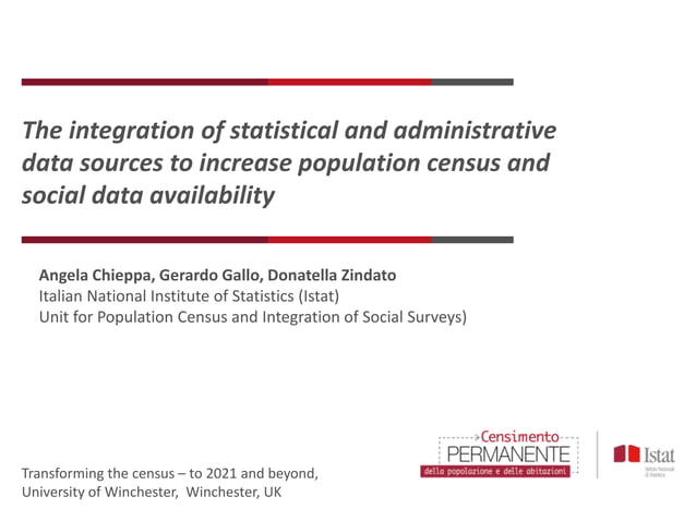 The integration of statistical and administrative data sources to increase population census and ...