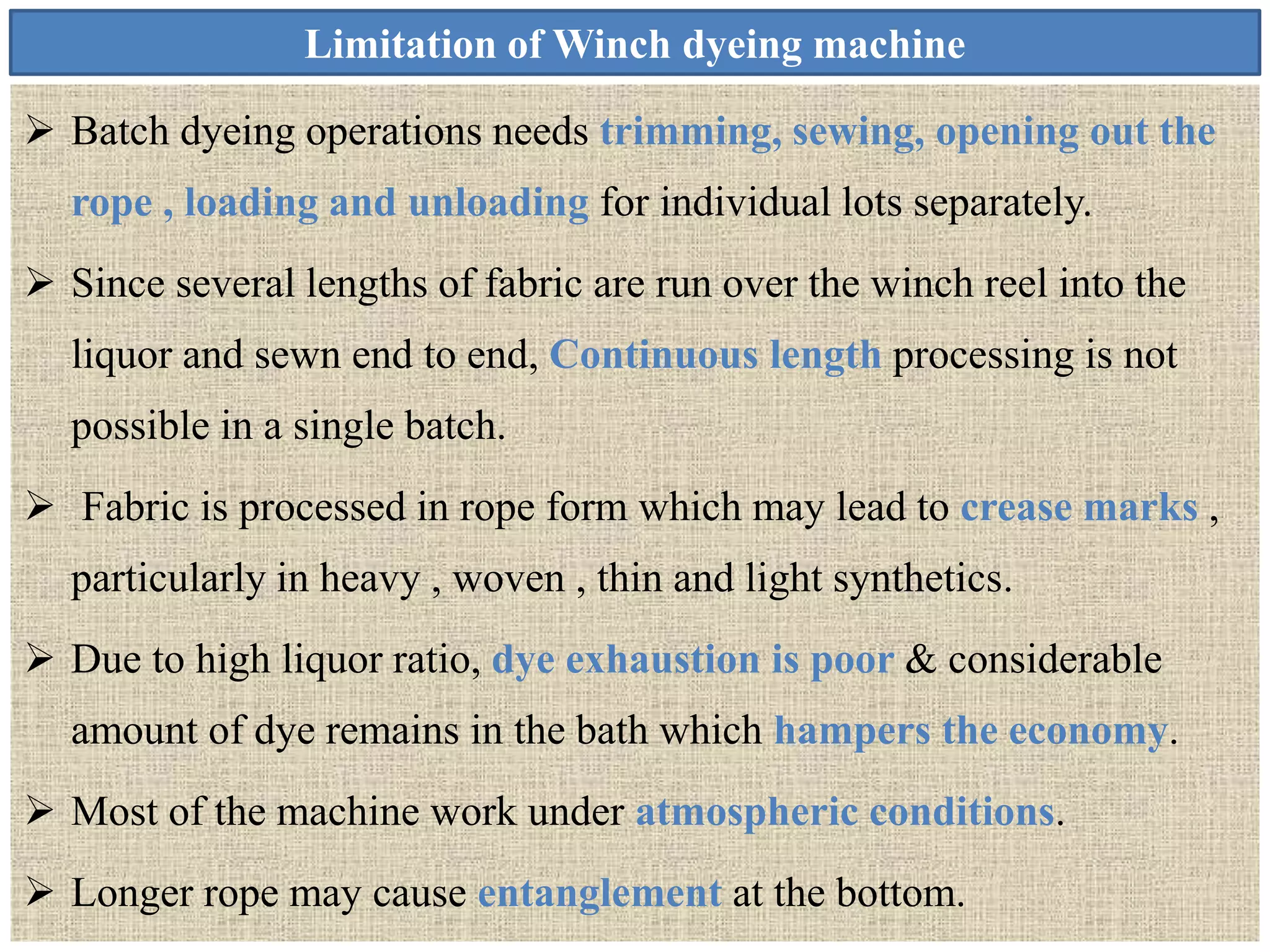 Winch Dyeing Machine | PPTX | Needlework | Arts and Crafts