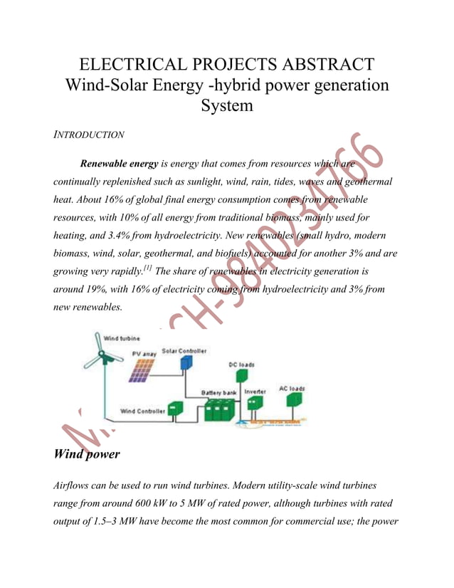 POWER SYSTEMS PROJECTS ABSTRACT-Wind solar energy -hybrid power ...