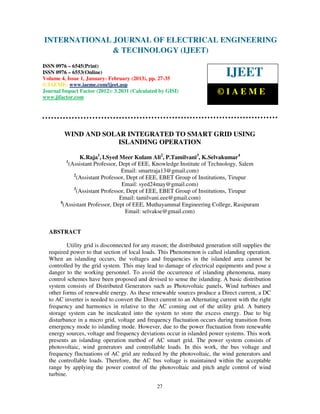 Wind and solar integrated to smart grid using islanding operation | PDF