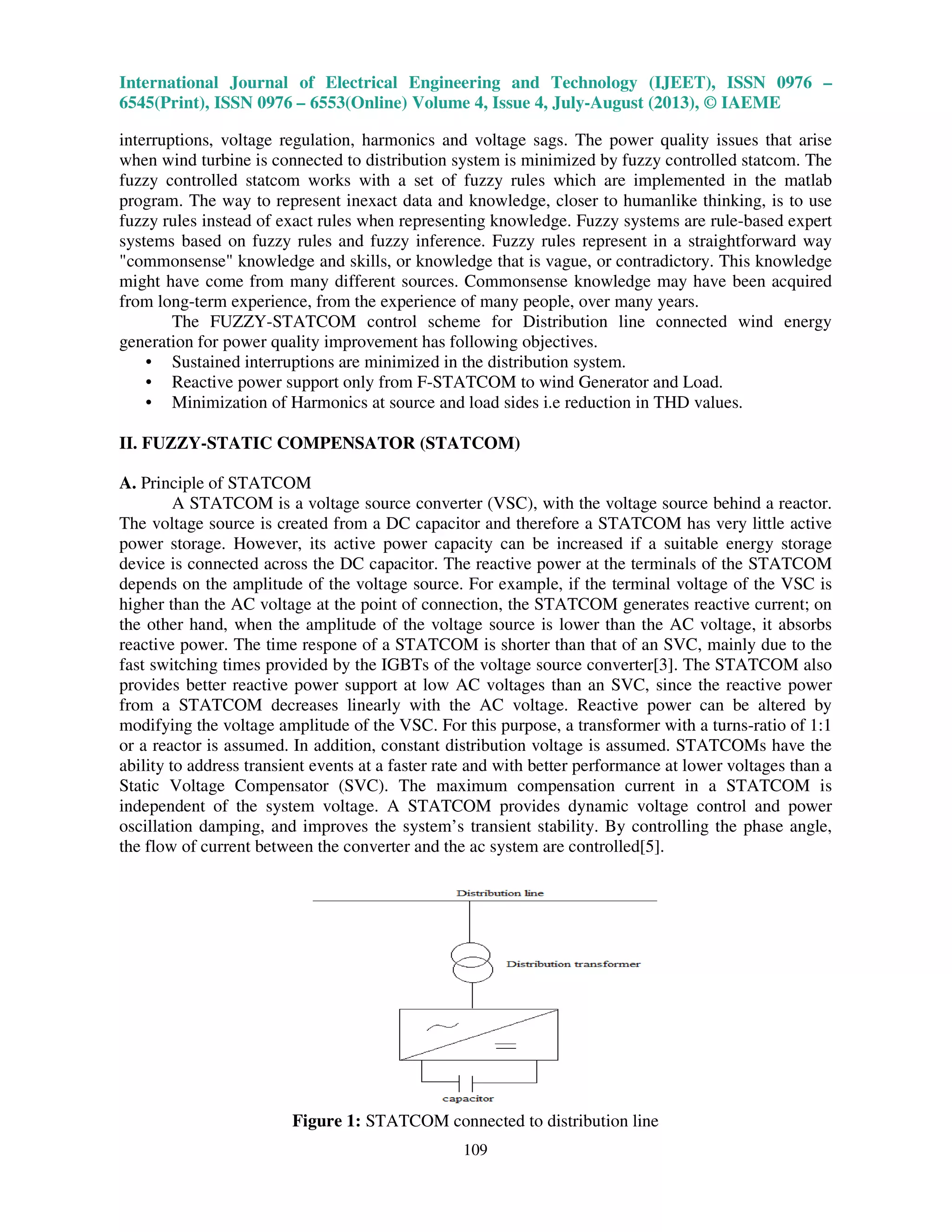 Wind energy conversion systems using fuzzy controlled statcom for power qua | PDF