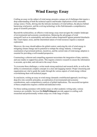 Wind Energy Essay | PDF | Power and Energy Industry | Industries