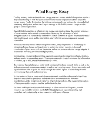 Wind Energy Essay | PDF