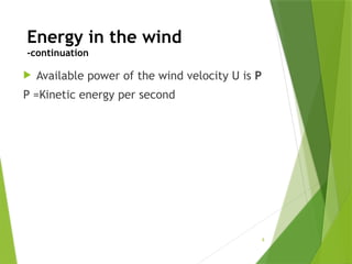 Wind Energy Lecture mechanical engineering final year | PPTX