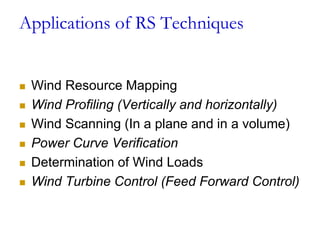 Wind Energy Technology & Application of Remote Sensing | PPT