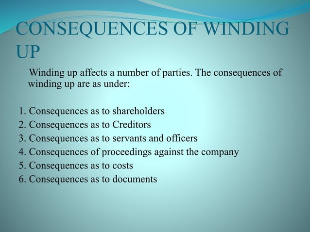 Winding up of a company | PPTX | Bankruptcy | Business Banking & Finance