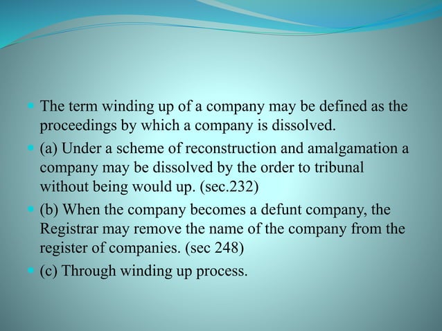 Winding up of a company | PPTX | Bankruptcy | Business Banking & Finance