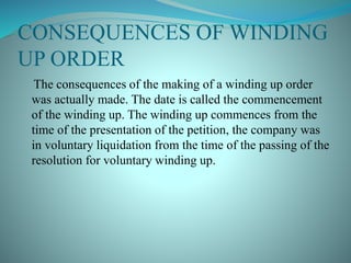 Winding up of a company | PPTX