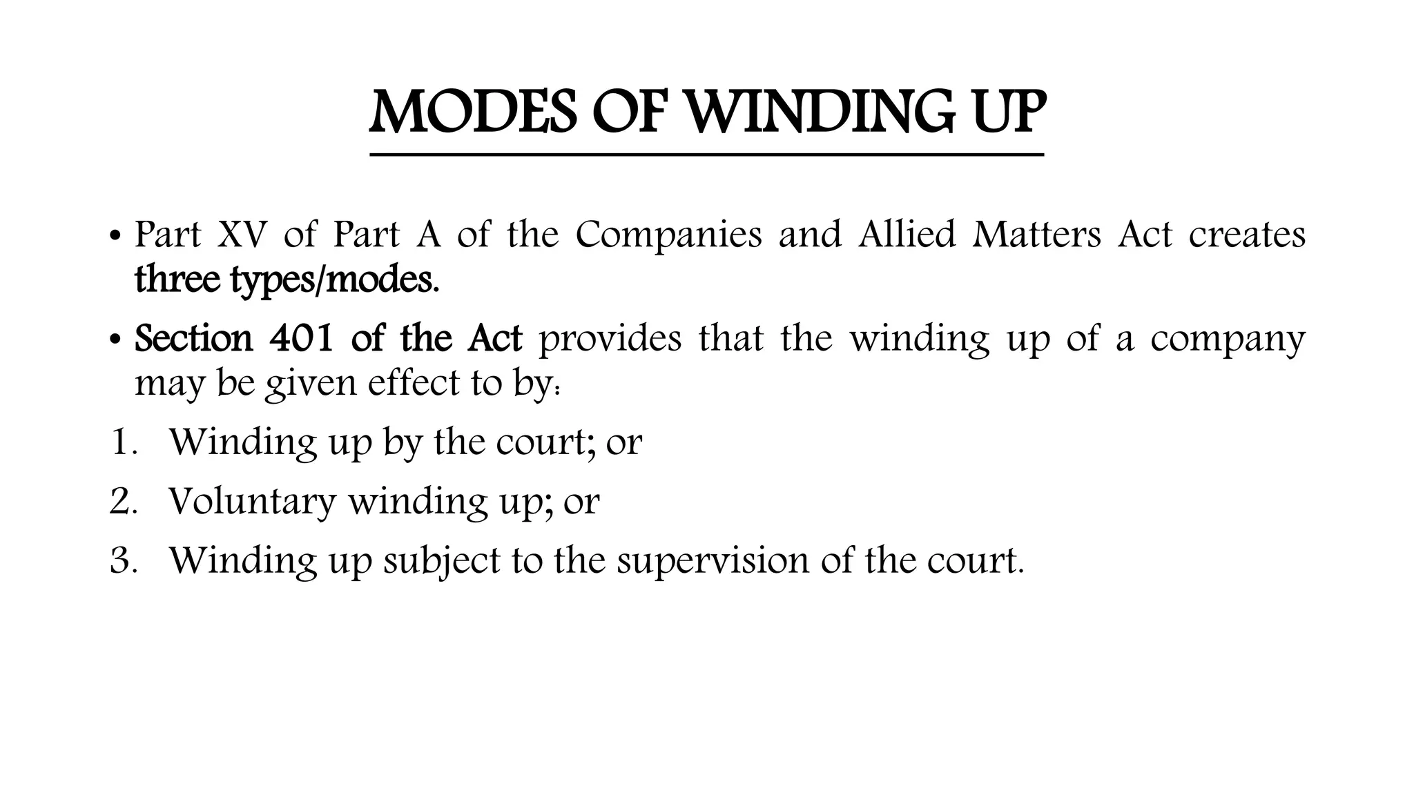 Winding Up of a Company | PPTX