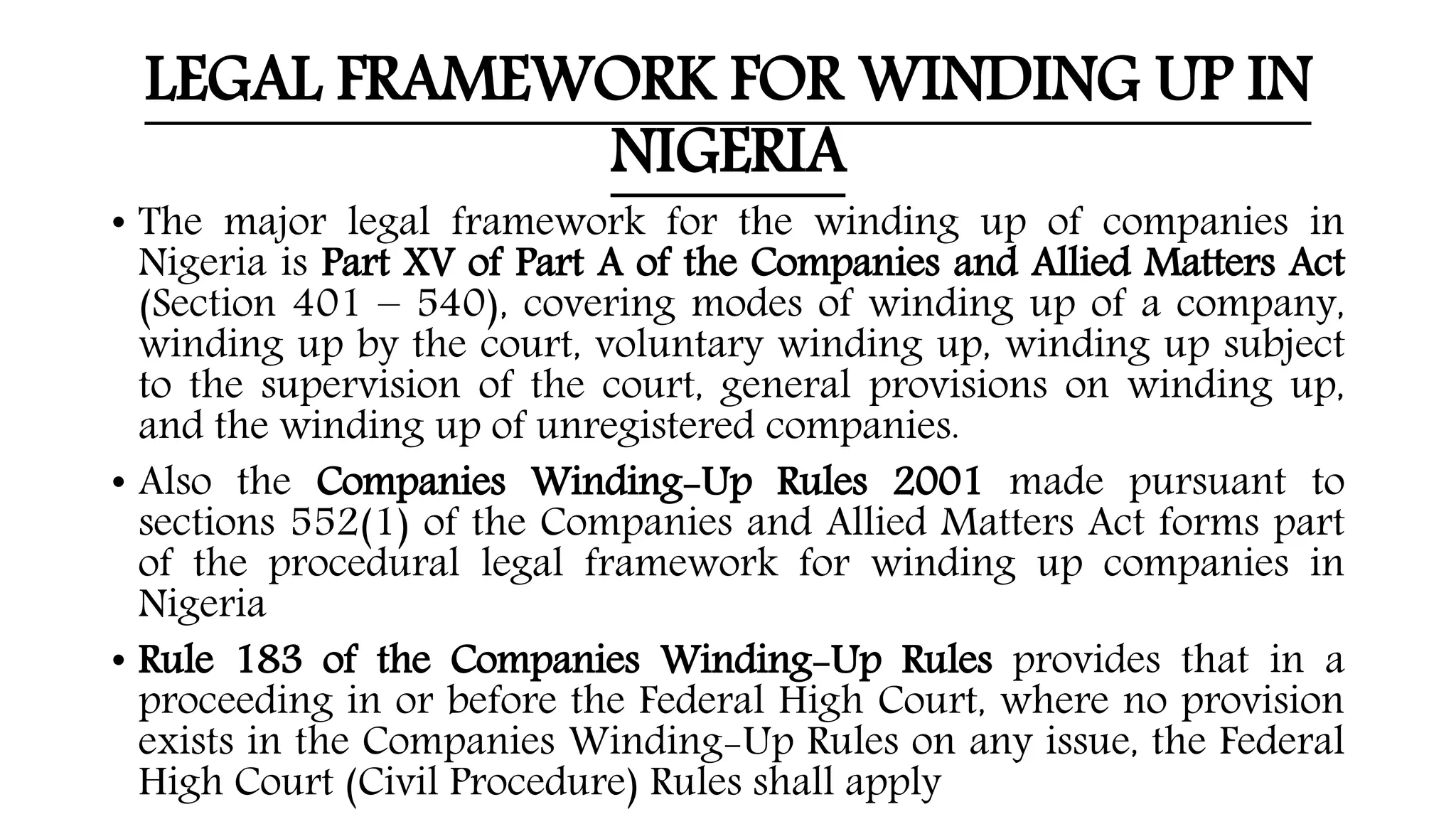 Winding Up of a Company | PPTX