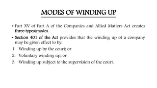 Winding Up of a Company | PPTX