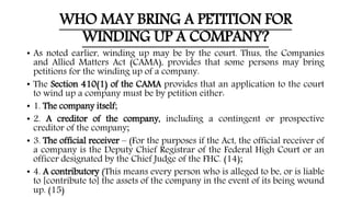 Winding Up of a Company | PPTX