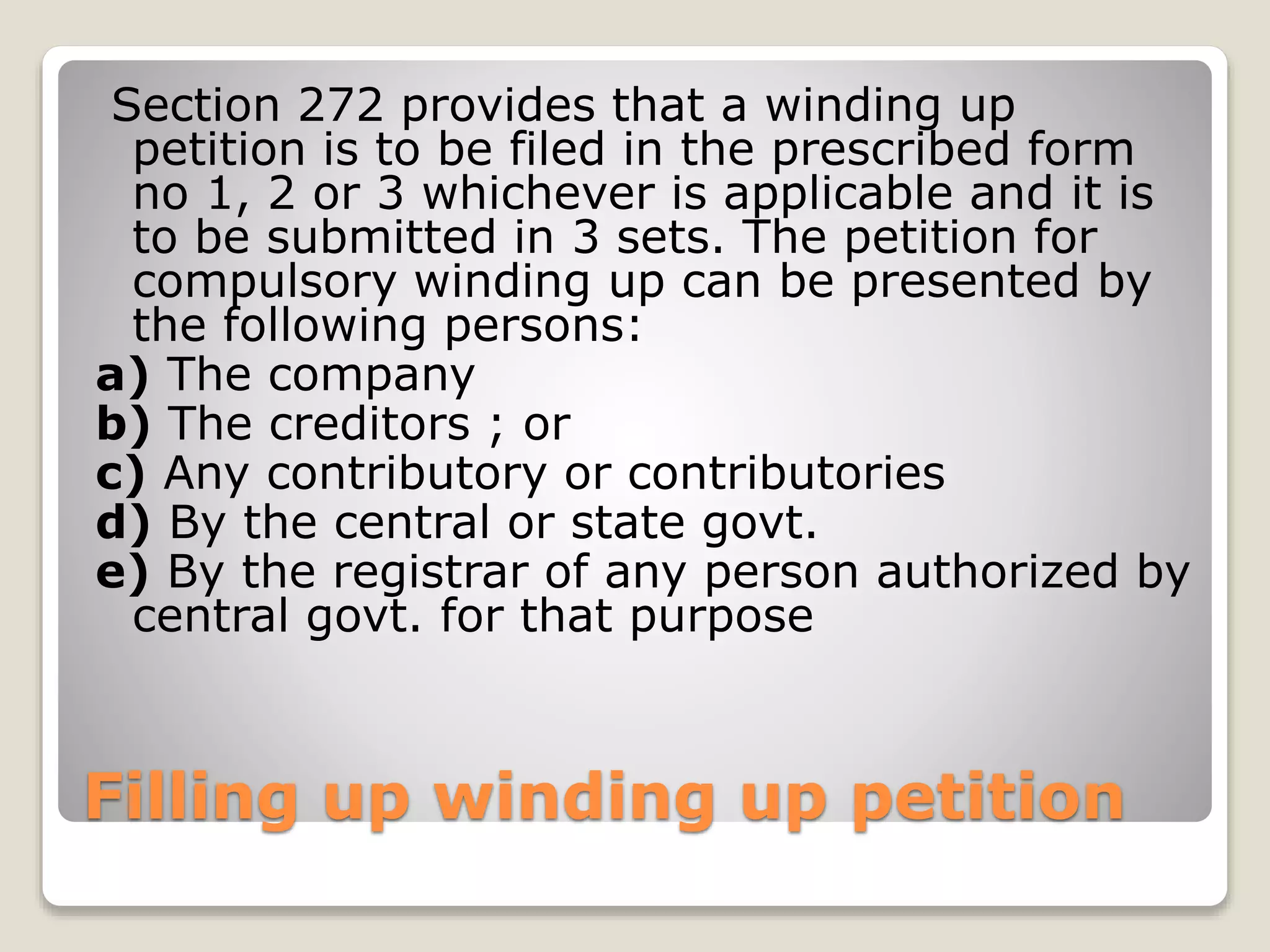 Winding up of a company meaning, | PPT
