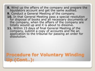 Winding up of a company meaning, | PPTX