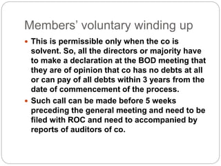 Winding up of company | PPTX