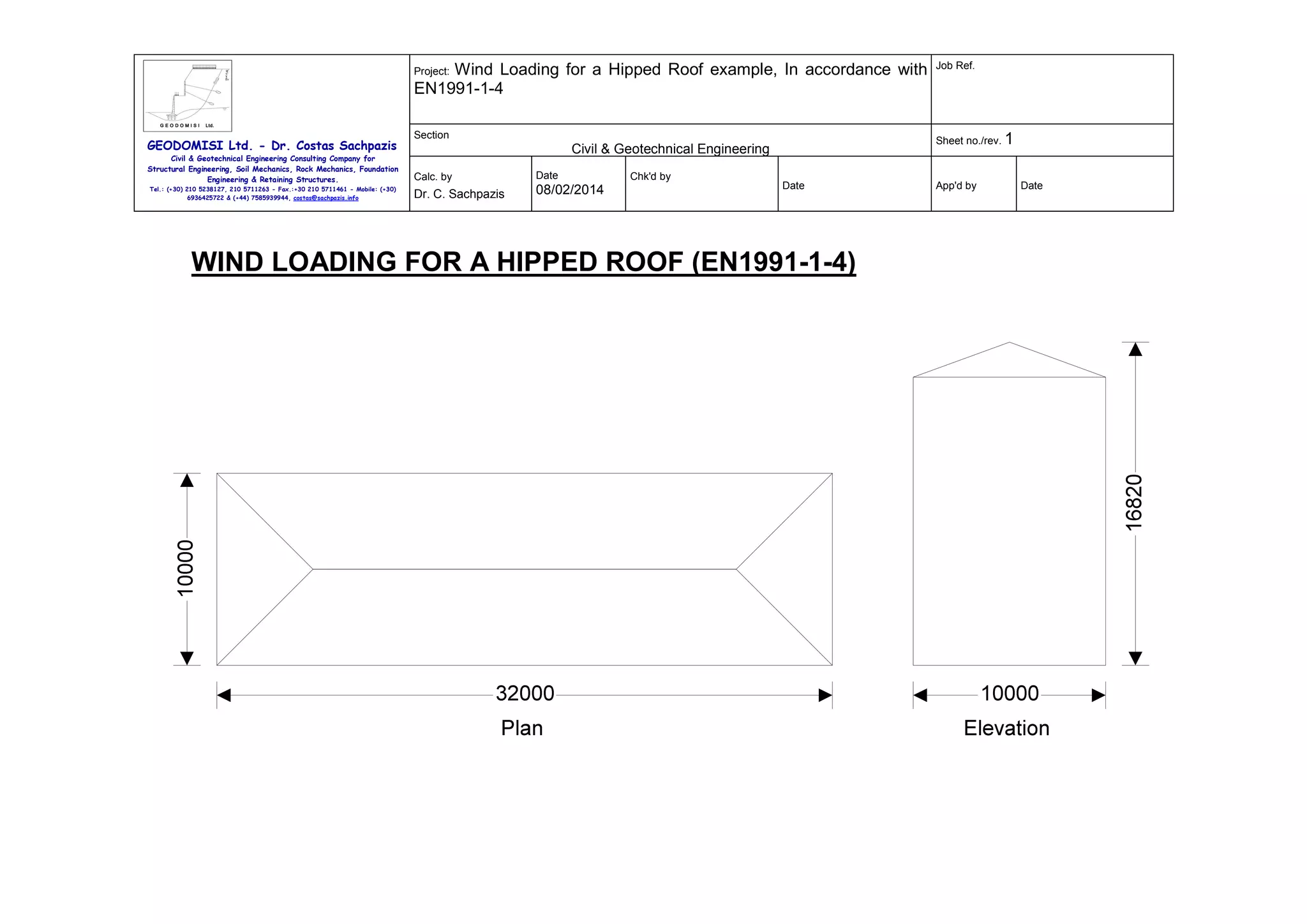 Sachpazis: Wind loading to EN 1991 1-4- for a hipped roof example | PDF