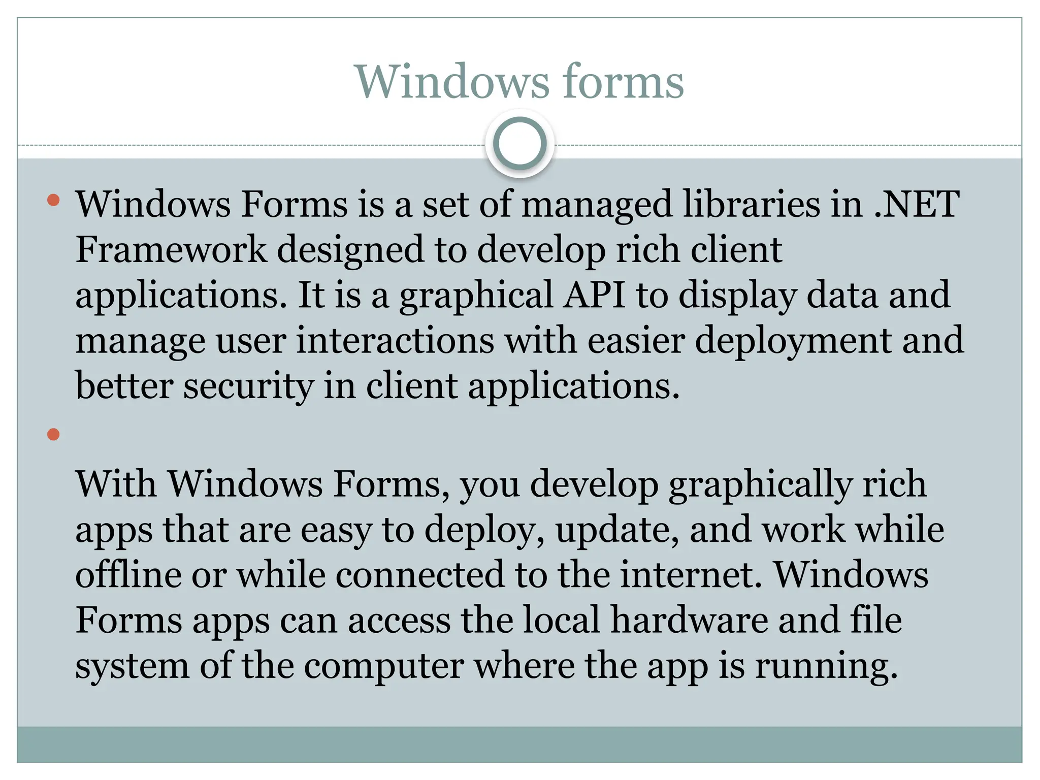 Window forms in c# and it's controls sss | PPT