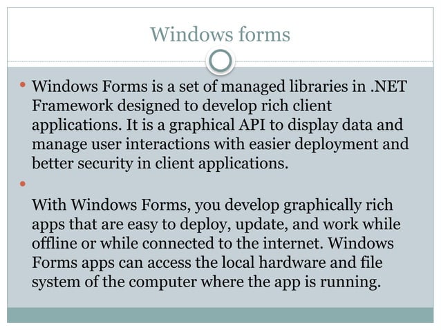 Window forms in c# and it's controls sss | PPT