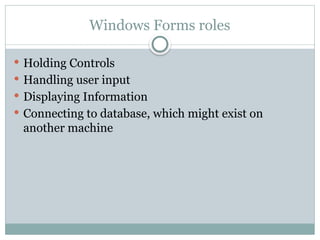 Window forms in c# and it's controls sss | PPT