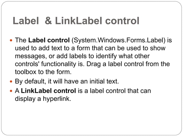 Windowforms controls c# | PPTX | Operating Systems | Computer Software and Applications