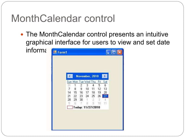 Windowforms controls c# | PPTX | Operating Systems | Computer Software and Applications