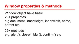 Window object methods (timer related) | PPT