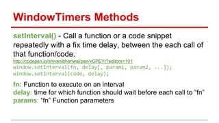 Window object methods (timer related) | PPT