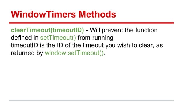 Window object methods (timer related) | PPT