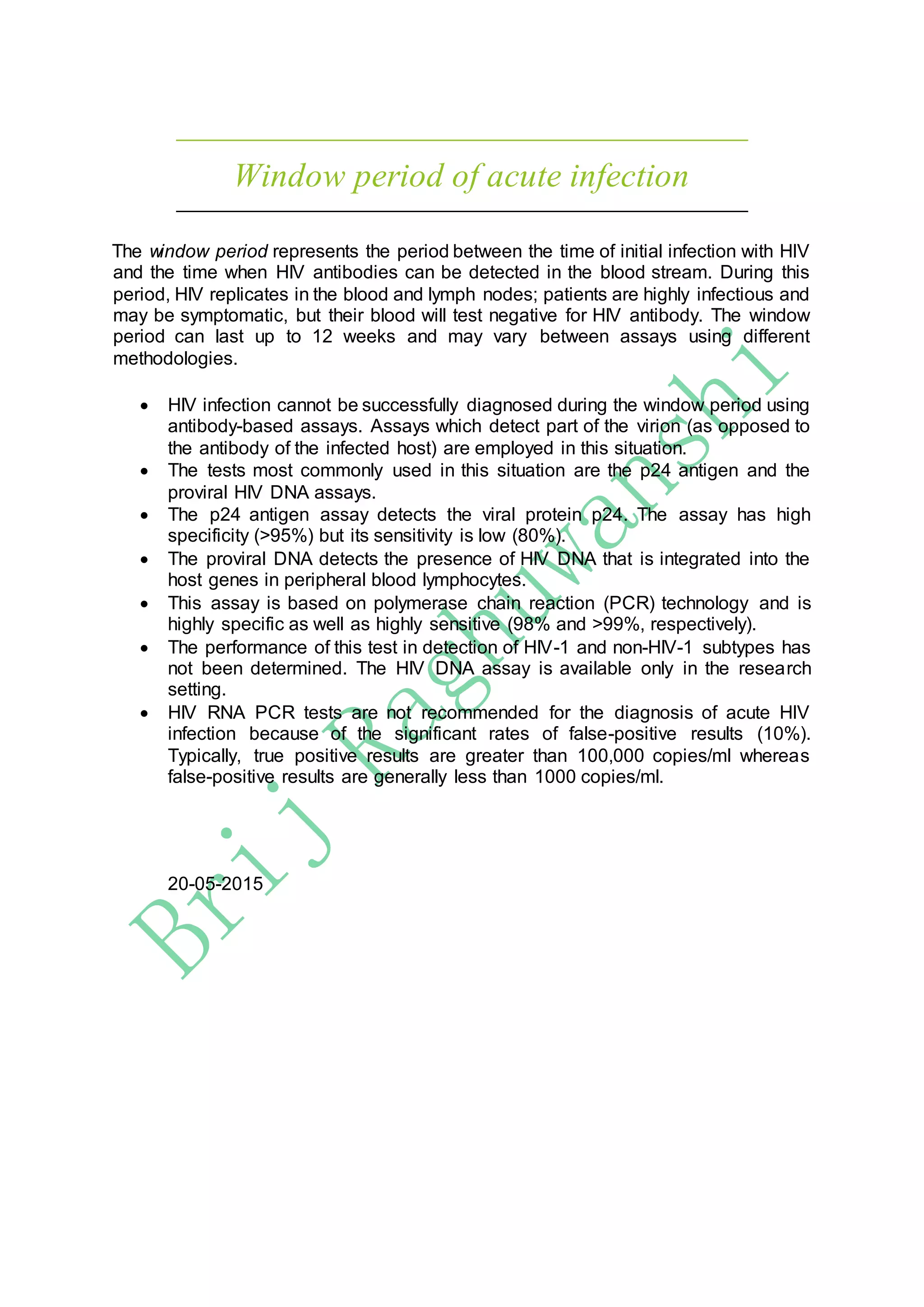 Window period of HIV | DOCX